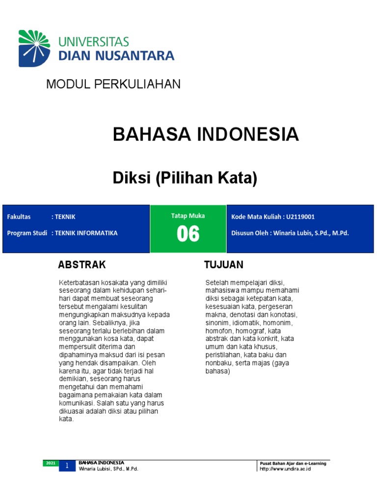 P6 - 01. Modul 6 - Diksi | PDF