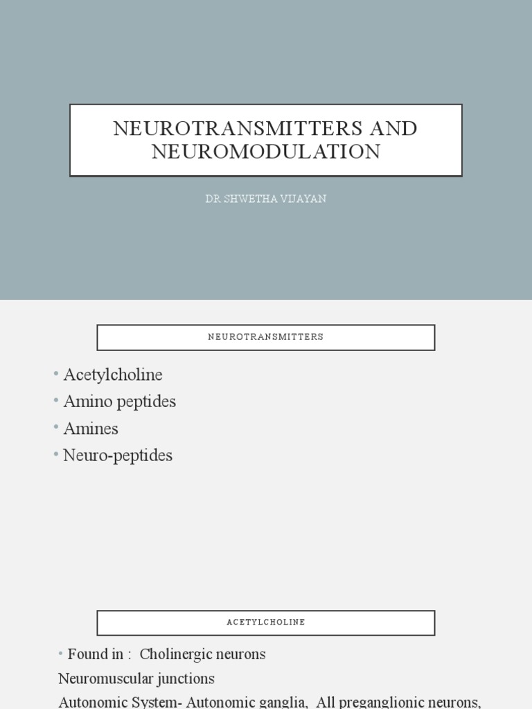 Neurotransmitters and Neuromodulators | PDF | Acetylcholine | Biomolecules