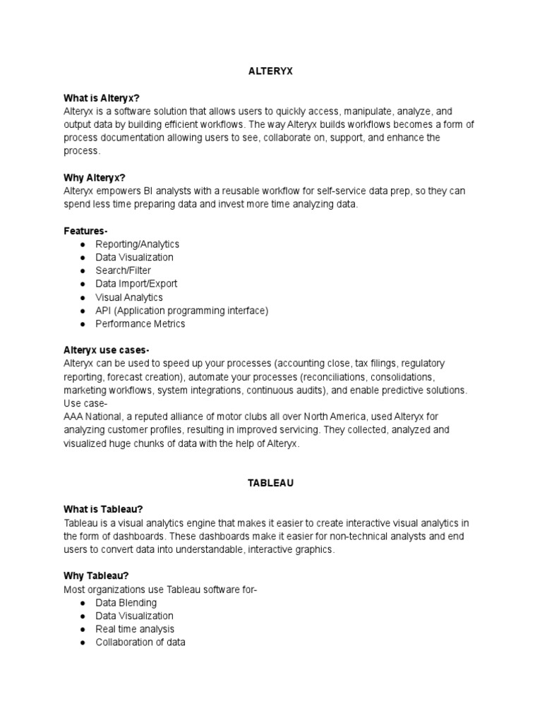 Alteryx and Tableau | PDF | Computers