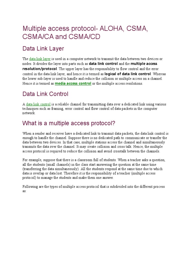 Multiple Access Protocol | PDF | Channel Access Method | Information ...