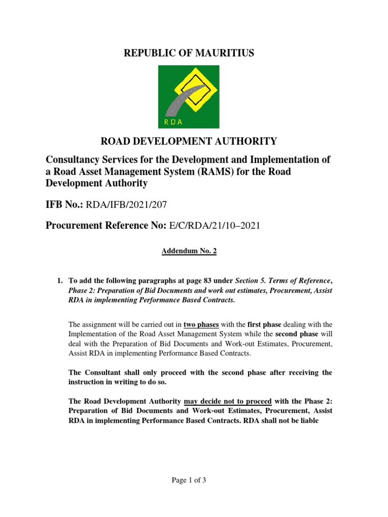 Addendum No. 2 - 17.11.21 | PDF | Economies | Business