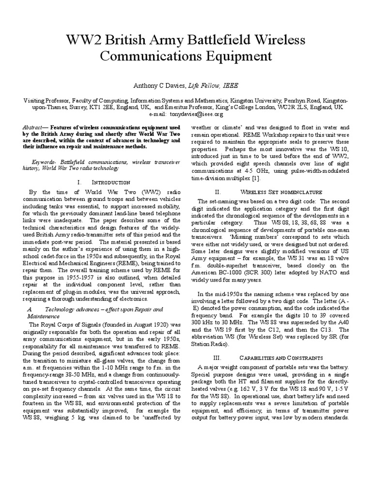 HISTELCON ACDavies | PDF | Vacuum Tube | Transmitter