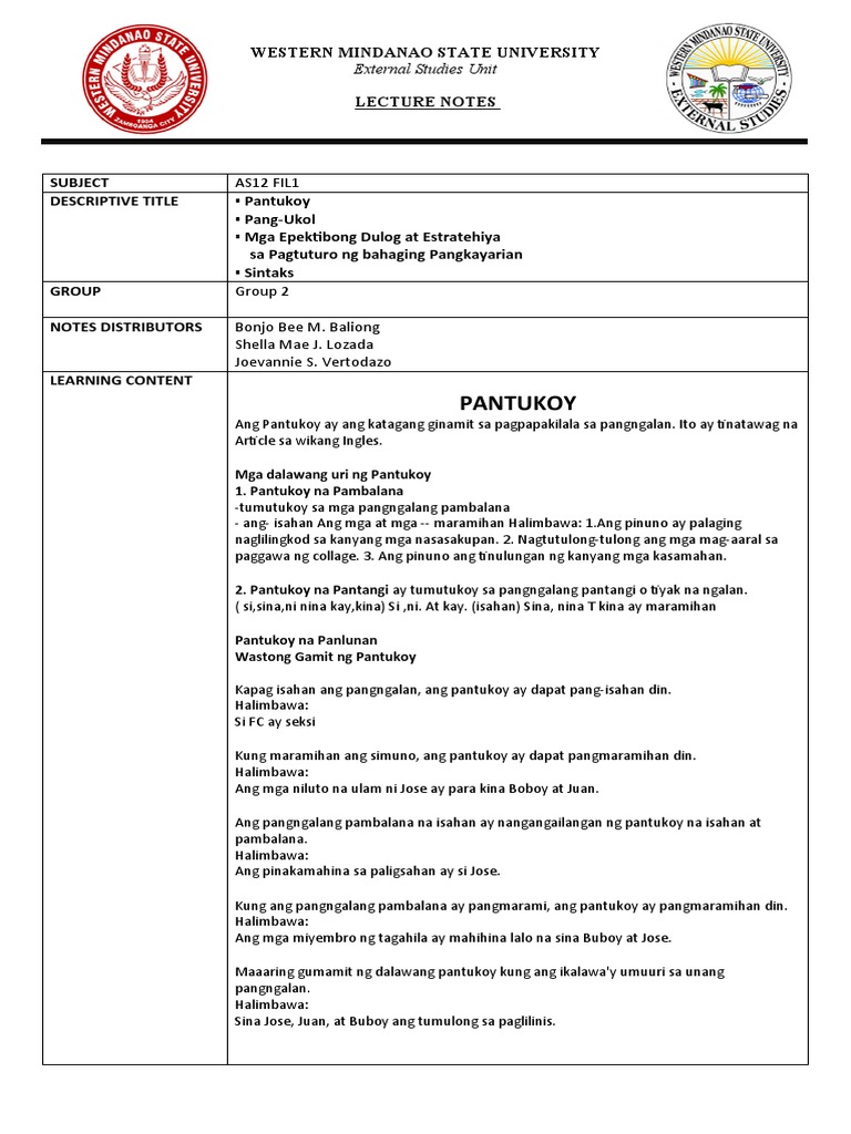 Lecture-Notes-Template Group 2 | PDF