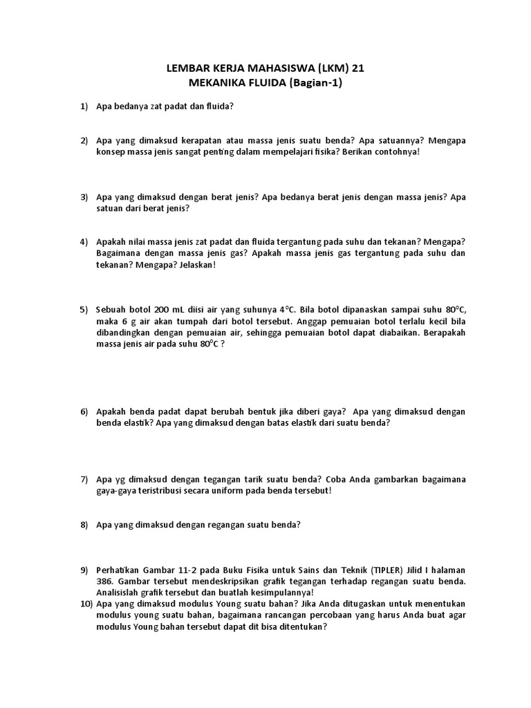 LKM-21 - Mekanika Fluida Bag 1 | PDF | Ilmu Sosial | Sains & Matematika