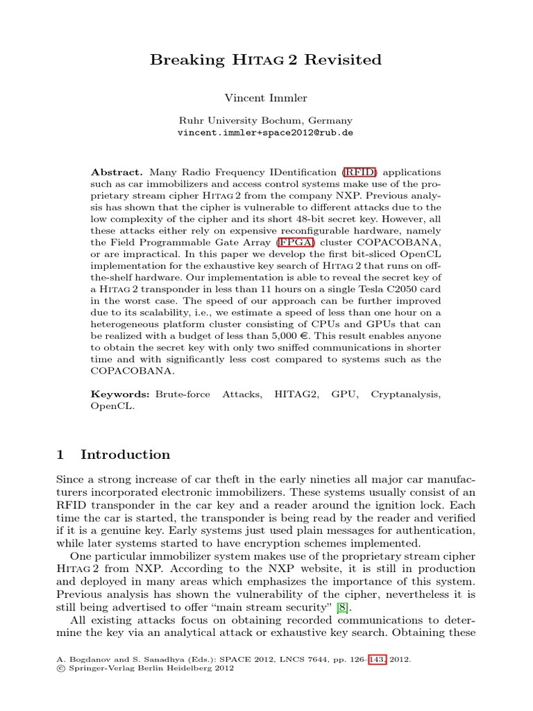 Breaking Hitag 2 Revisited | PDF | Graphics Processing Unit | Central ...