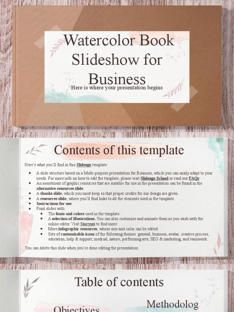 Watercolor Book Slideshow For Business | PDF