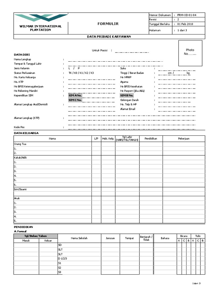 Form (Data Pribadi Karyawan) - WIP New | PDF