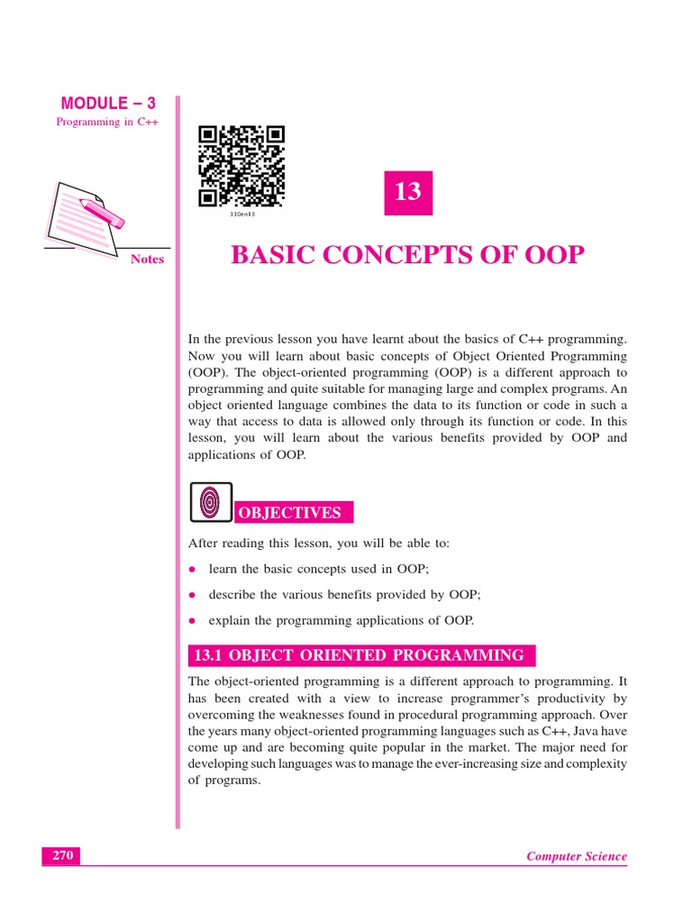 Basic Concepts of Oop: Module - 3 | Download Free PDF | Object Oriented ...