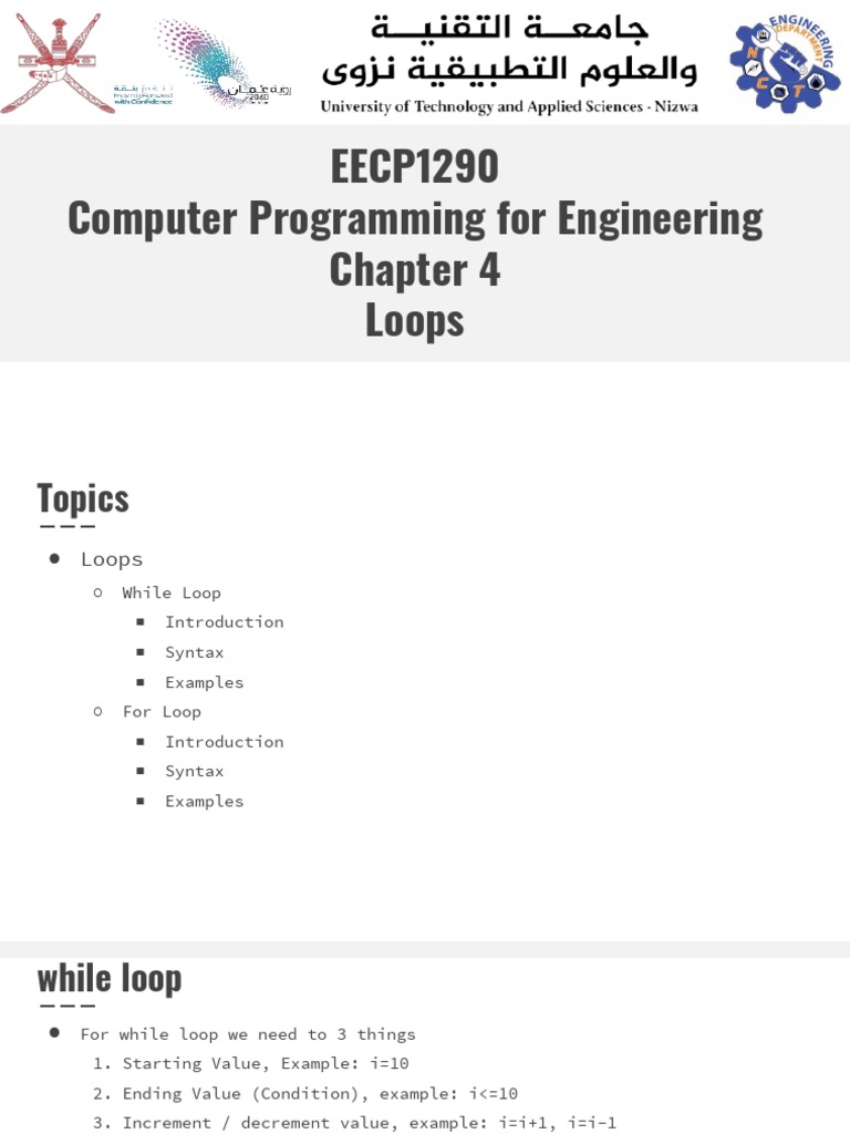 EECP1290 Computer Programming For Engineering Loops | PDF | Control ...