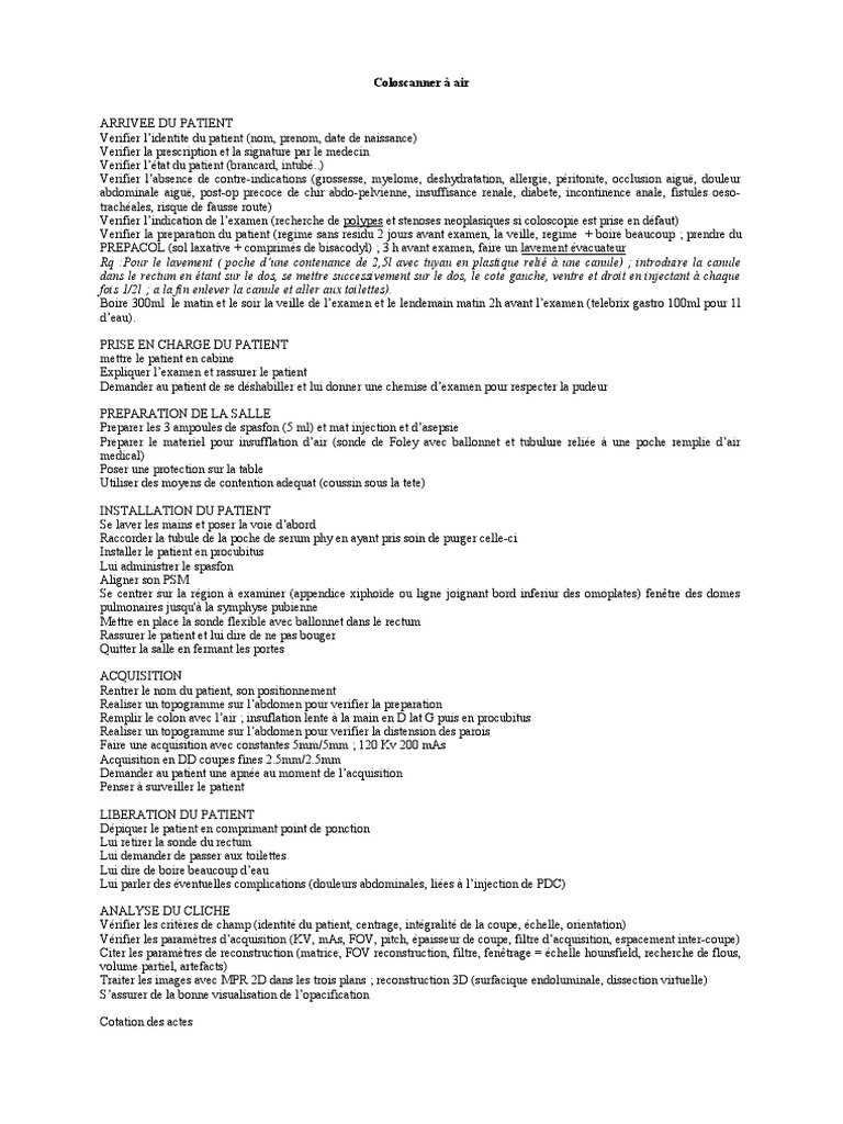 Coloscanner à air : Guide de procédure | PDF | Spécialités médicales ...