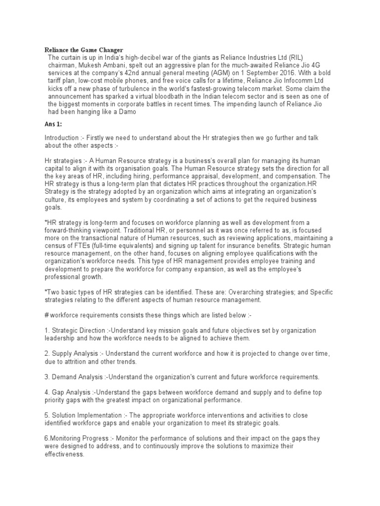 Reliance Jio's Disruptive Telecom Strategy | PDF | Human Resource ...
