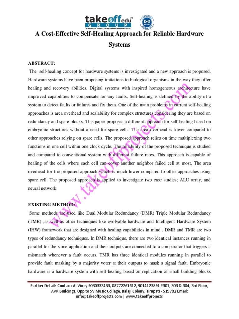 A Cost-Effective Self-Healing Approach For Reliable Hardware Systems ...