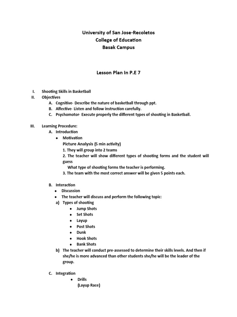 University of San Jose-Recoletos College of Education Basak Campus ...