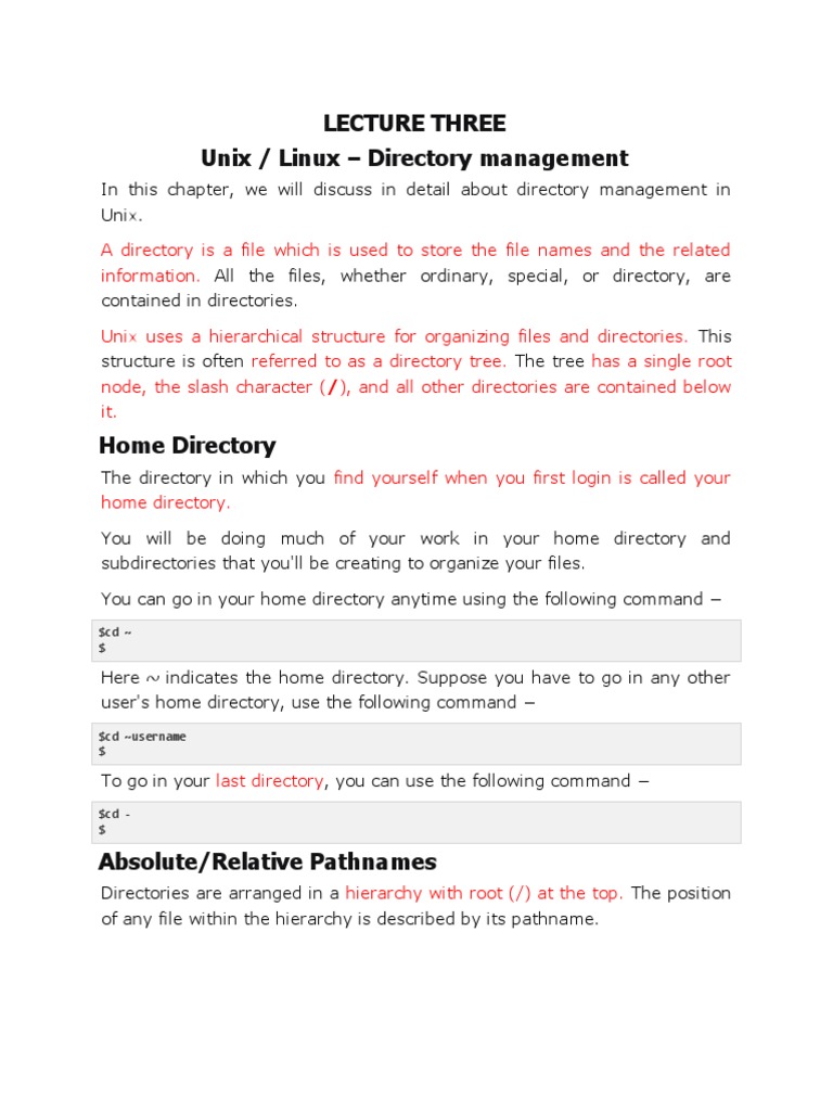 Lecture 3 - Directory Management | PDF | Directory (Computing) | Filename