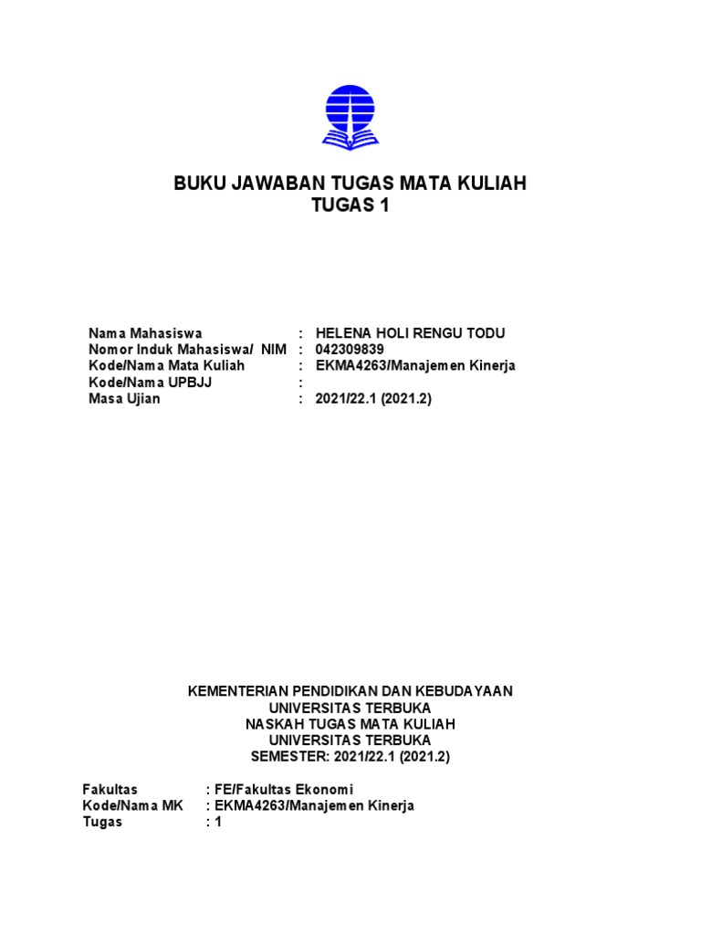 Tugas Mata Kuliah 1 Ekma4263 Manajemen Kinerja | PDF