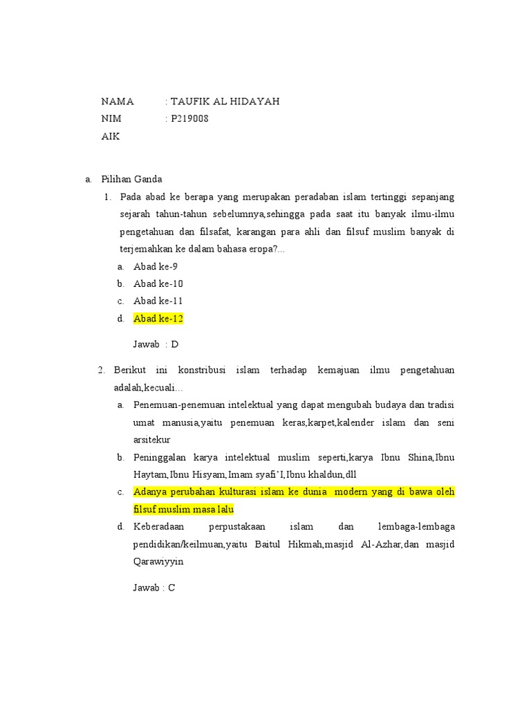 Soal AIK Sanitasi Semester 4 | PDF