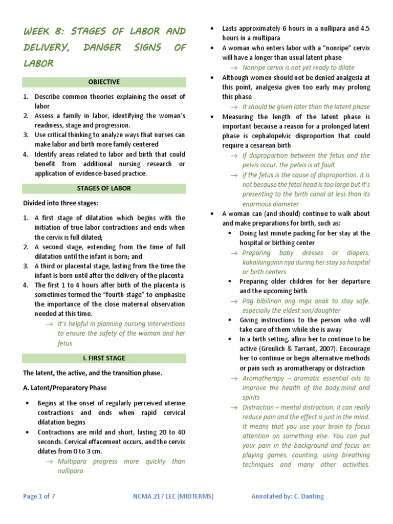 Stages and Signs of Labor Guide | PDF | Childbirth | Placenta