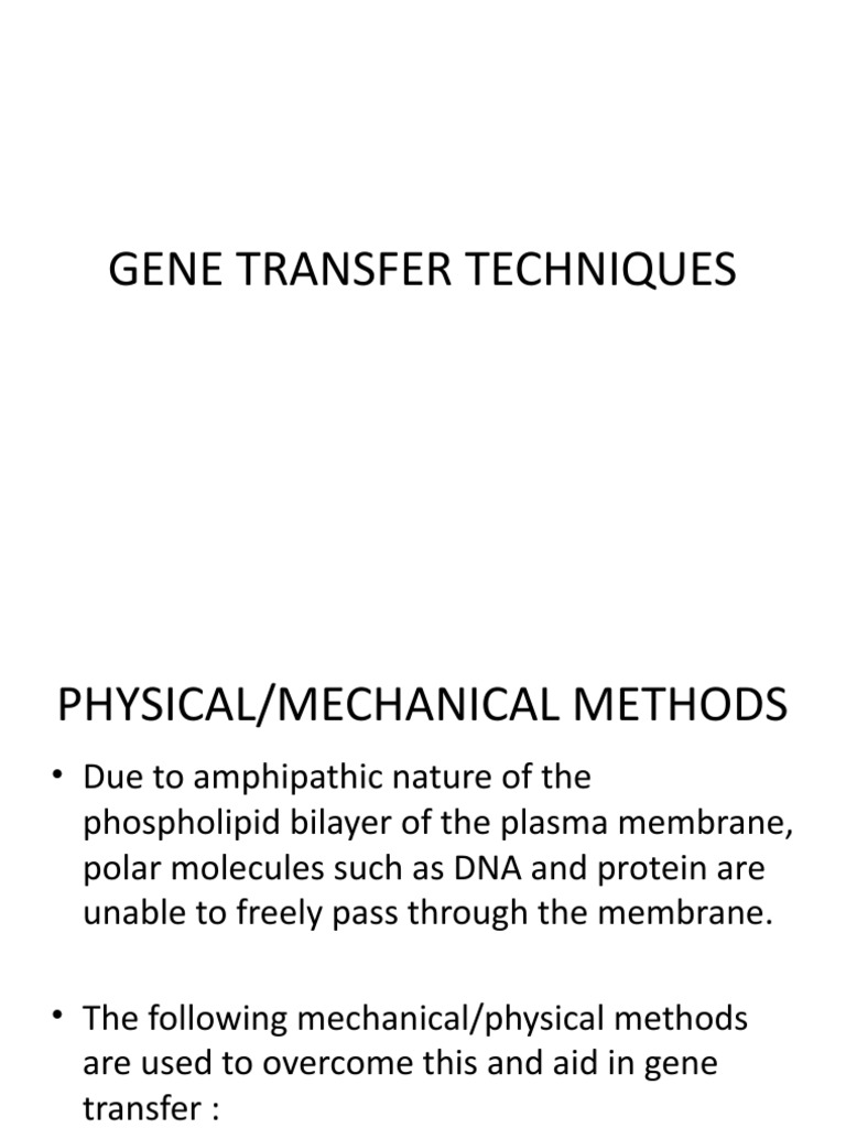 Gene Transfer Techniques | PDF | Cell Membrane | Transfection