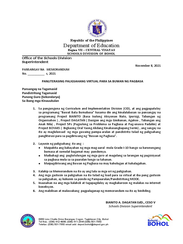 Reading Month Memo | PDF