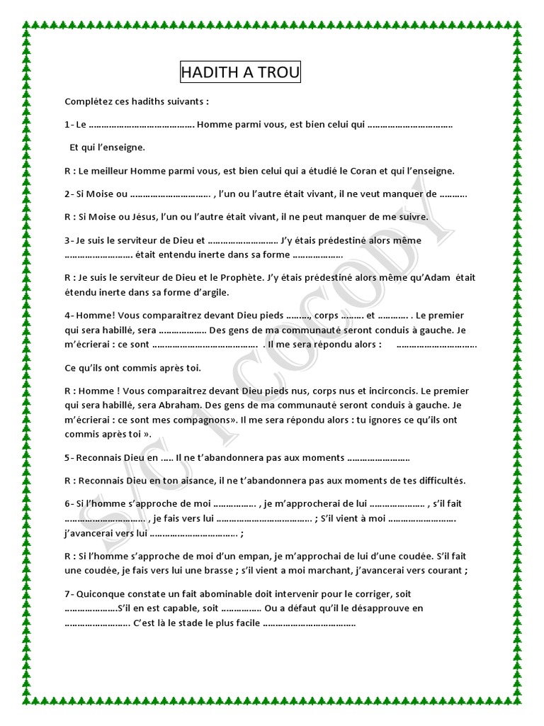 Hadith A Trou | PDF | Mosquée | Doctrines et croyances religieuses