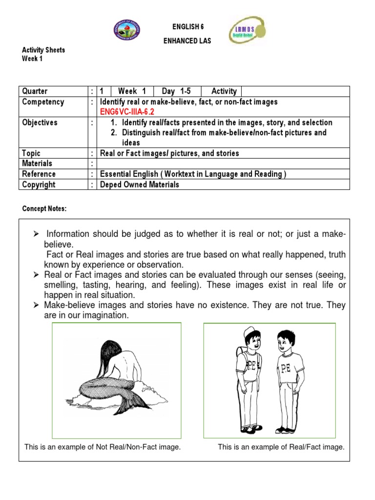 ENG6VC-IIIA-6.2: English 6 Enhanced Las Activity Sheets Week 1 | PDF ...