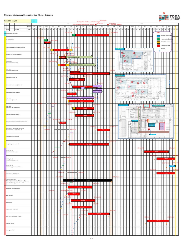 Olympus Vietnam Master Construction Schedule: A Color-Coded Gantt Chart ...