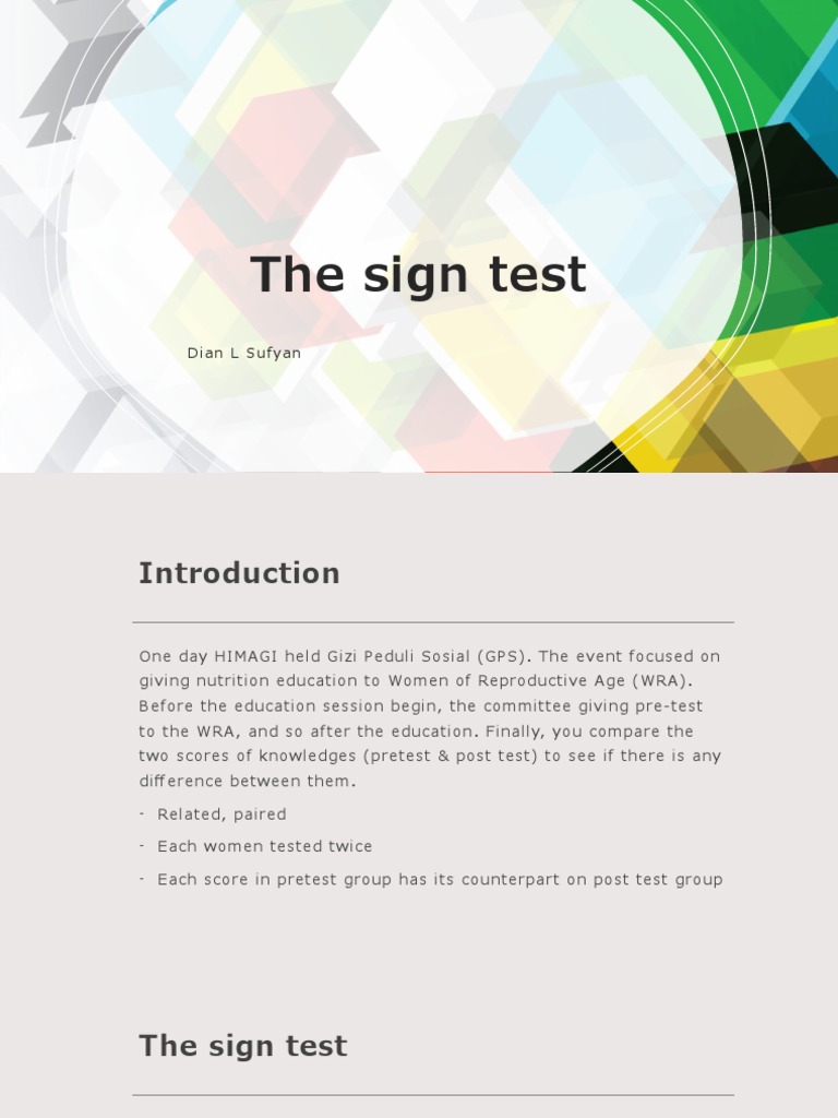 The Sign Test: Dian L Sufyan | PDF | Student's T Test | Scientific Method
