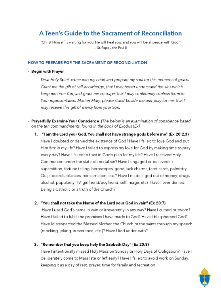 A Guide to Preparing for and Receiving the Sacrament of Reconciliation ...