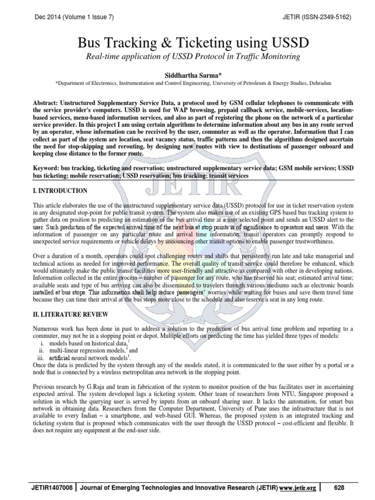 Bus Tracking and Ticketing Using USSD | PDF | Computer Network | Radio Frequency Identification