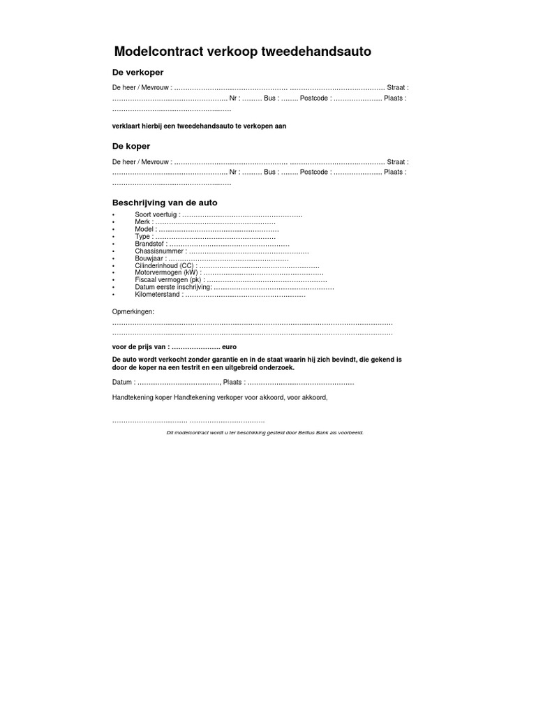 Verkoop Auto | PDF