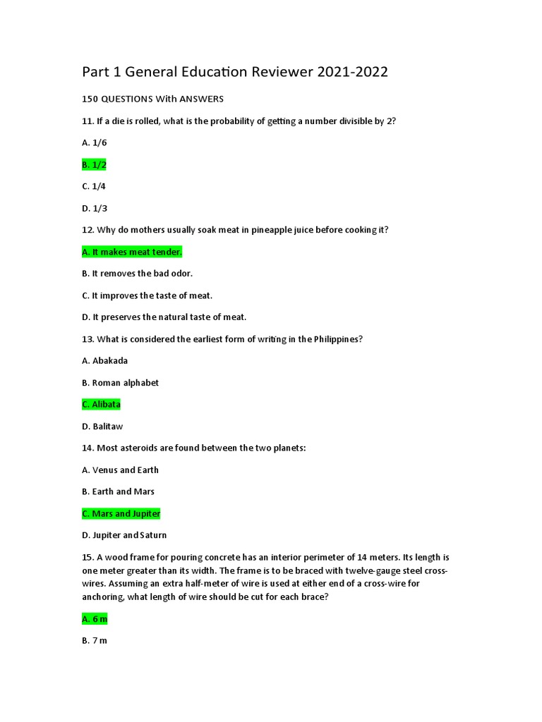 General Education Reviewer 2021-2022 | PDF