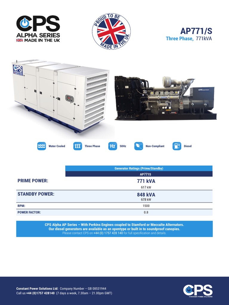CPS Alpha Series Diesel Generator: Technical Specifications and ...