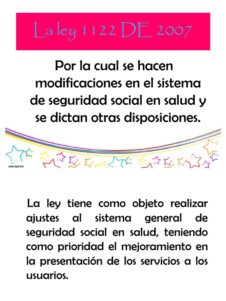 Ley 1122 | PDF | Gobierno | Cuidado de salud del gobierno