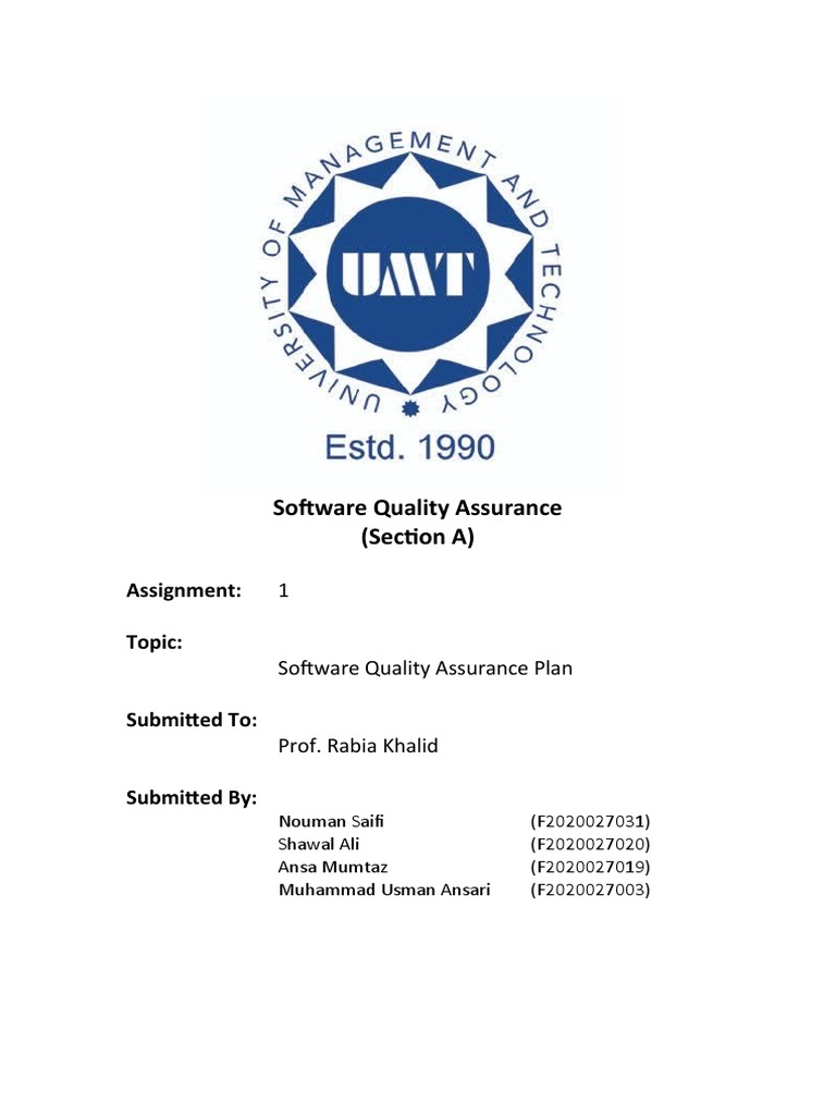 SQA Assignment | PDF | Software Testing | Specification (Technical ...