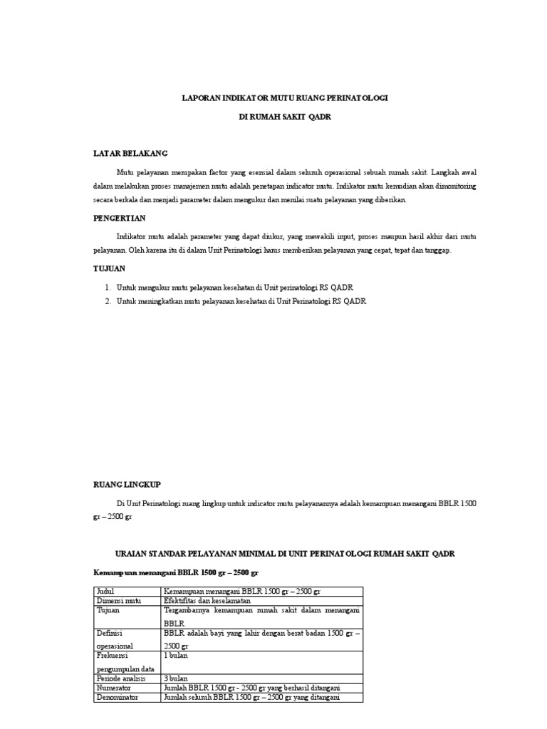 Laporan Indikator Mutu | PDF