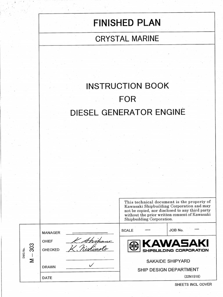 Instruction Book For Diesel Generator Engine 6N21ALV | PDF