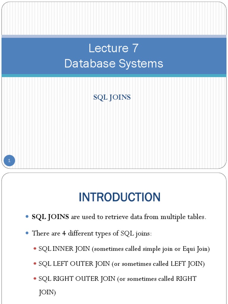 Database Systems: SQL Joins | Download Free PDF | Databases | Application Software