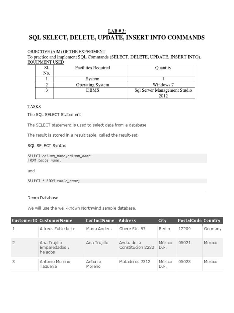 SQL Lab 3 | PDF | Sql | Databases