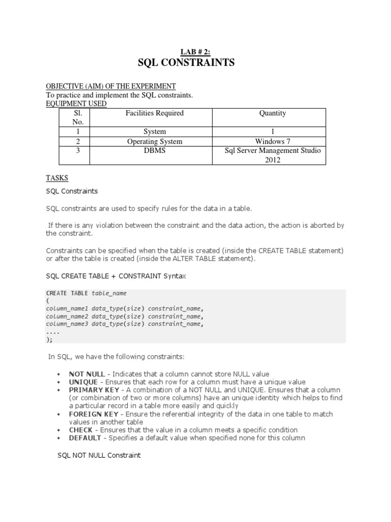 SQL Lab 2 | PDF | Relational Database | Sql