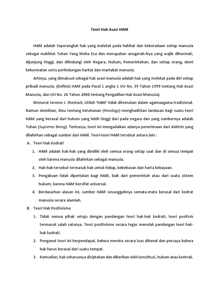 Teori Hak Asasi HAM | PDF