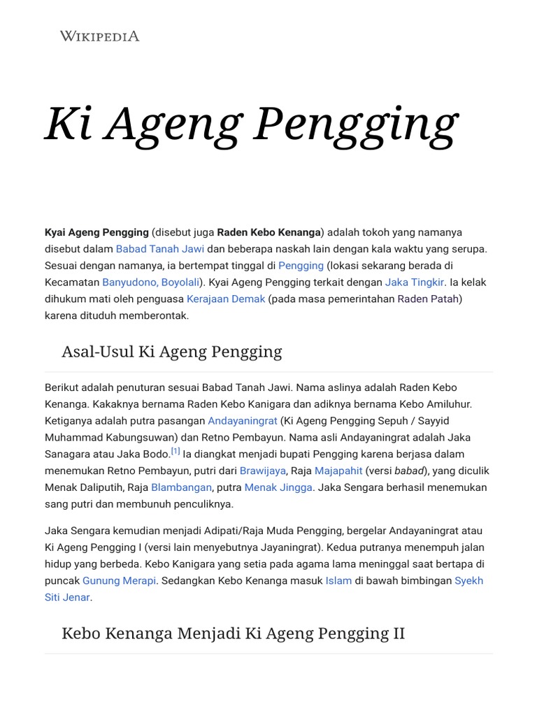 Sejarah Ki Ageng Pengging dan Keluarga | PDF