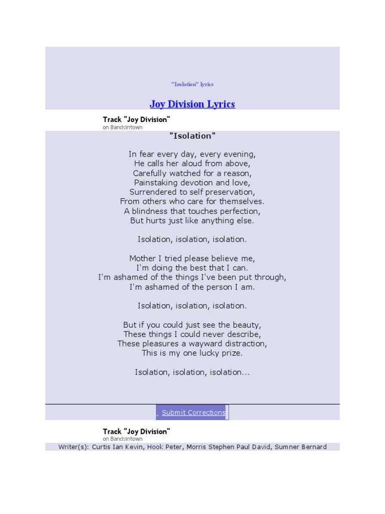 Joy Division Lyrics | PDF