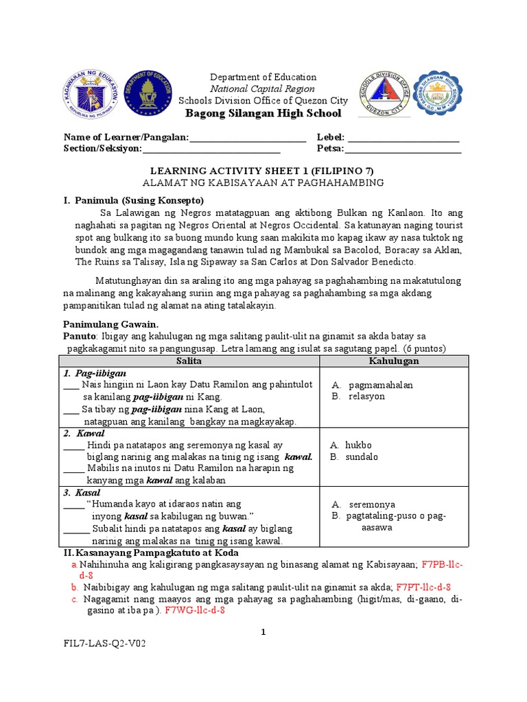 FIL7-LAS-Q2-VO2 (For Evaluation) | PDF