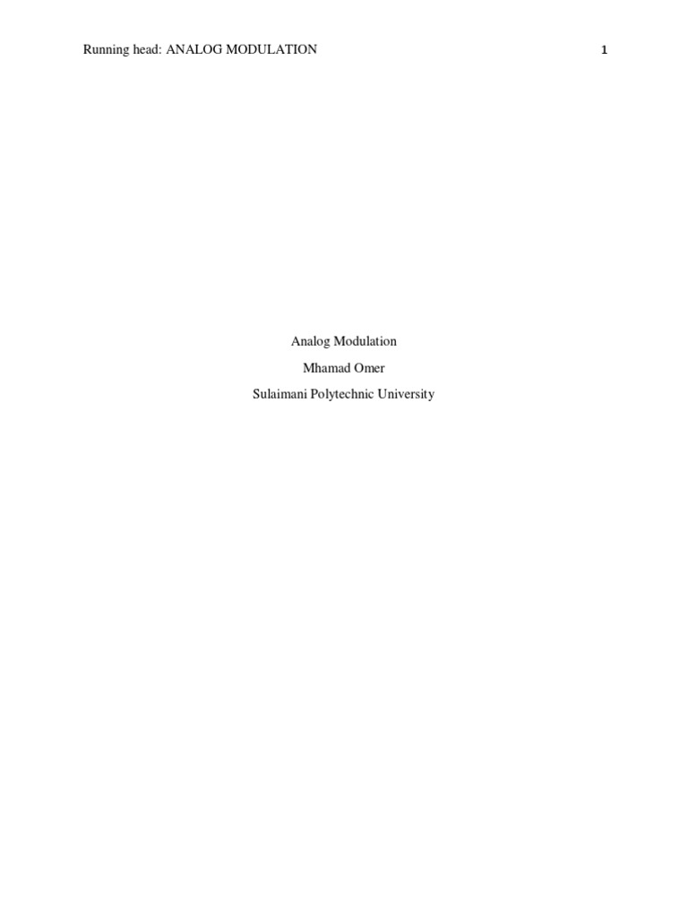 Analog Modulation Pdf Frequency Modulation Modulation