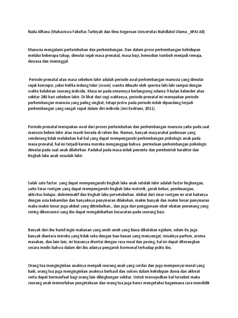 Periode Pranatal Dan Pendidikan Kristen | PDF