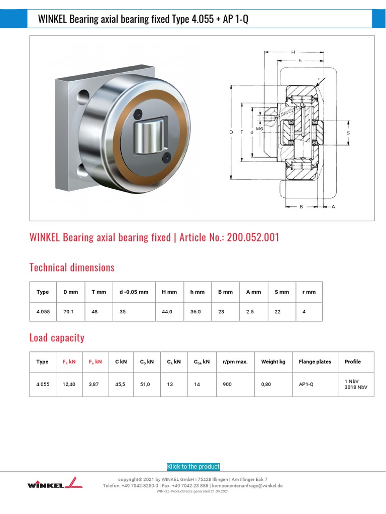 WINKEL-Datasheet 4.055 + AP 1-Q-200.052.001 | PDF | Bearing (Mechanical) | Screw