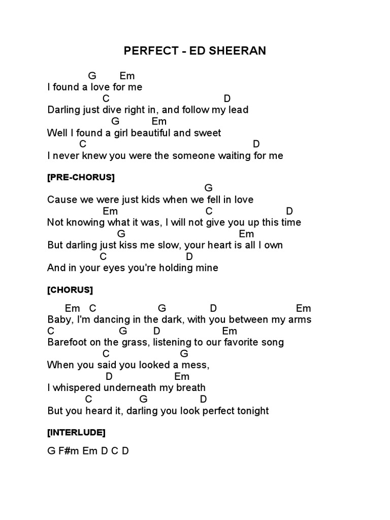 Perfect - Ed Sheeran: (Pre-Chorus) | PDF