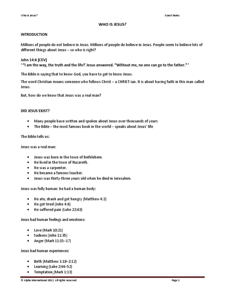 Who Is Jesus - Sessions 1 and 2 | PDF | Jesus | Gospel Of Mark