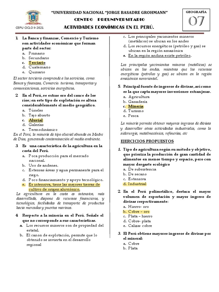 Pract. 07 - Geografia | PDF | Perú | Minería