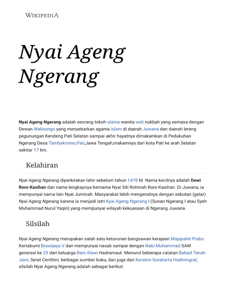Sejarah Nyai Ageng Ngerang dan Silsilahnya | PDF | Agama & Spiritualitas